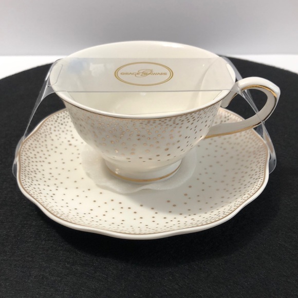 Grace Teaware | Dining | Graces Teaware Metallic Gold Dots Tea Cup And ...